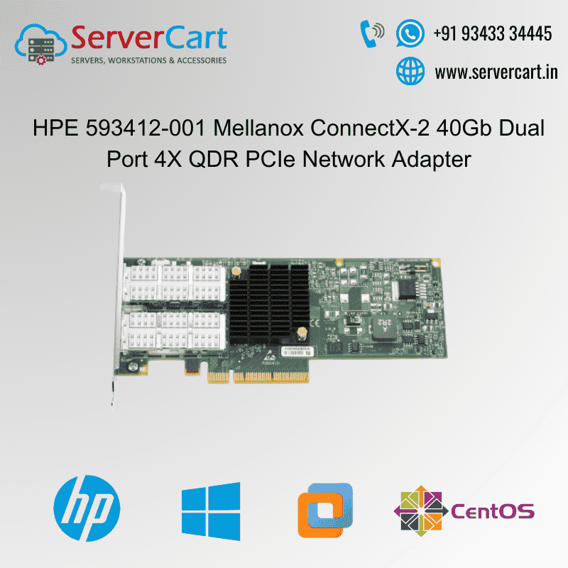 HPE 593412-001 Mellanox ConnectX-2 40Gb Dual Port 4X QDR PCIe Network ...