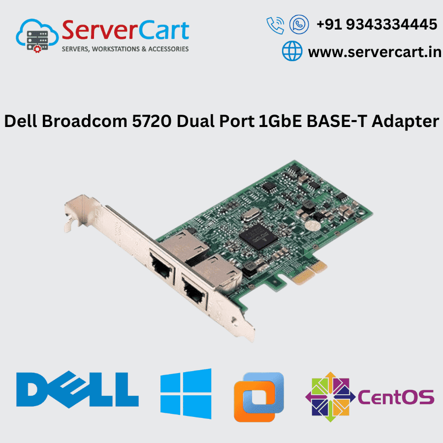 Dell Broadcom 5720 Dual Port 1GbE BASE-T Adapter - ServerCart